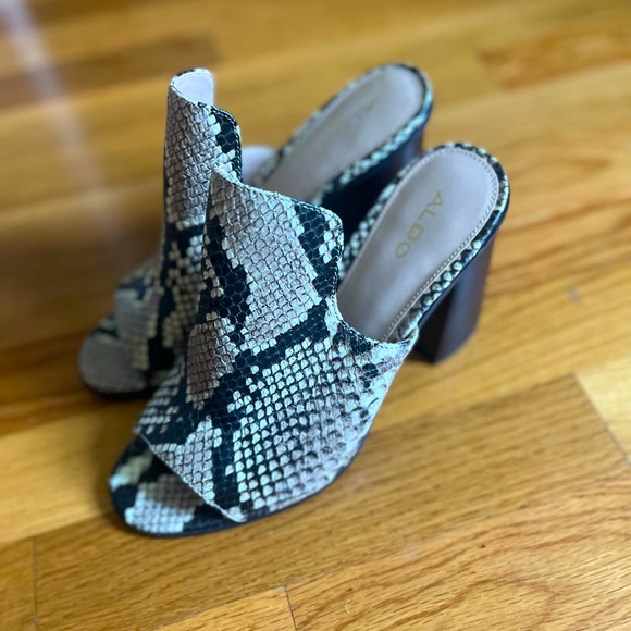 Aldo | Shoes | Aldo Mule Snake Print Heels | Poshmark